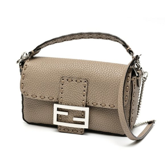 Fendi | Bags | Fendi Gray Leather Shoulder Bag | Poshmark